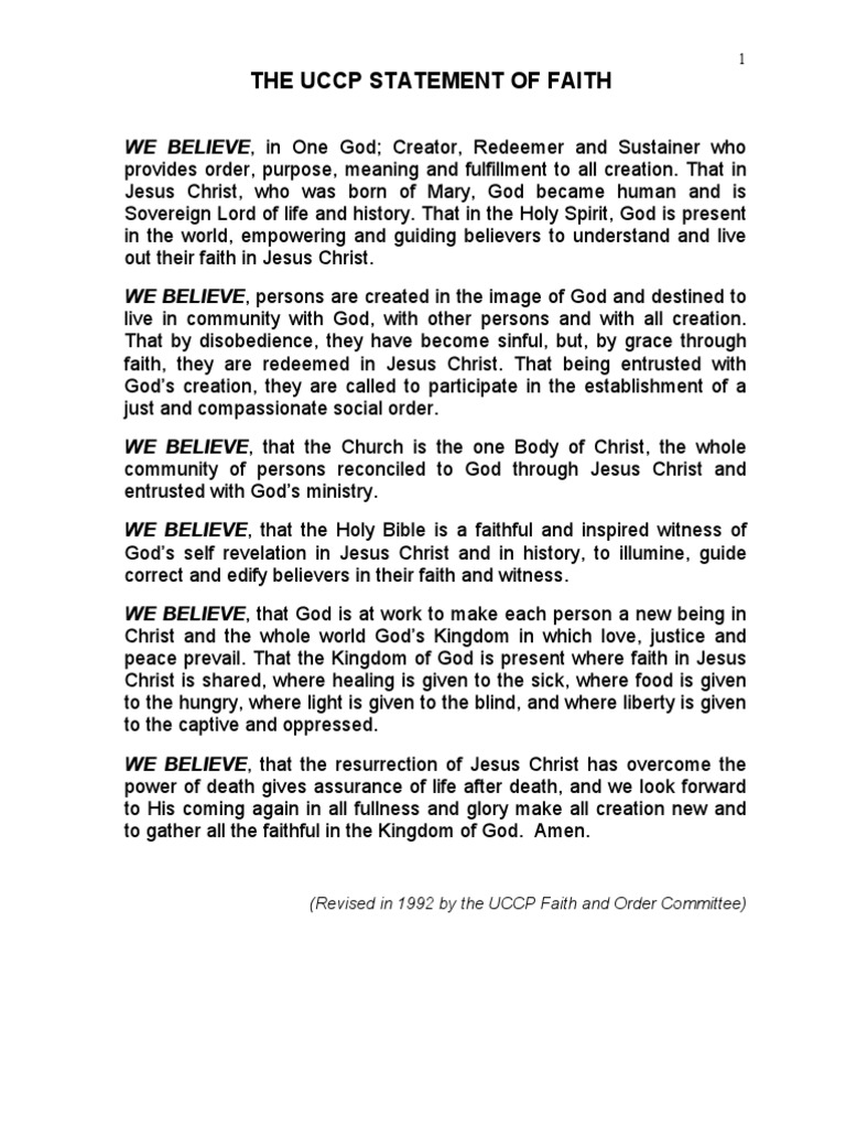 UCCP Statement of Faith and Constitution | PDF | Arbitration | Advisory ...