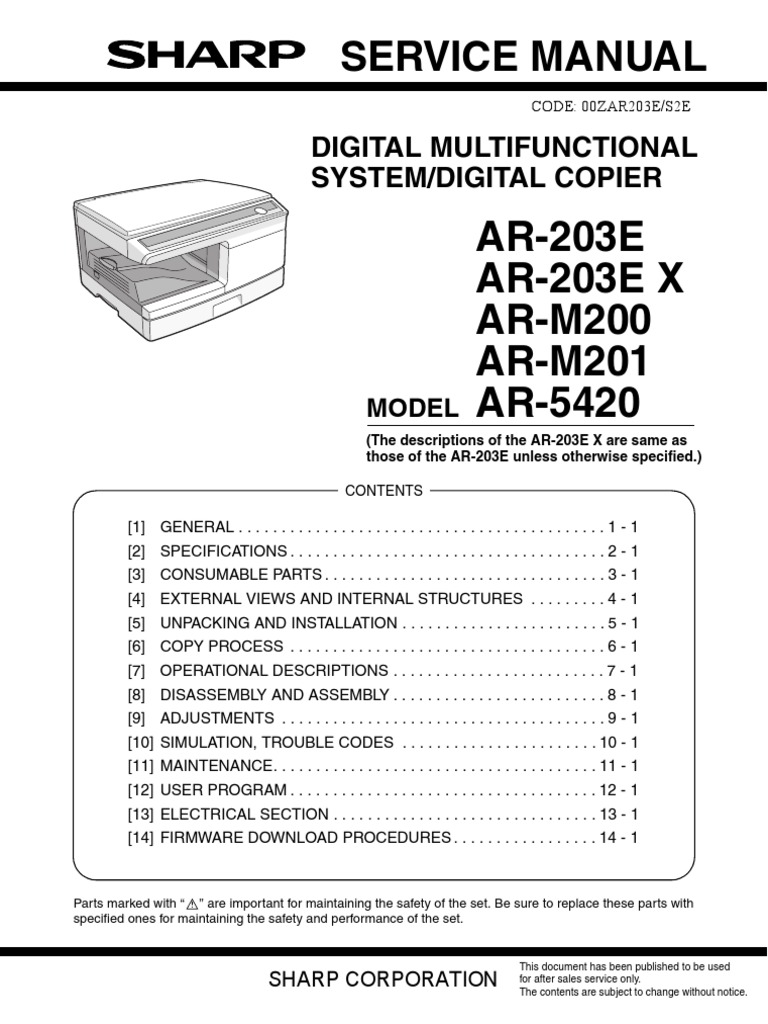 Sharp Ar m200-m201-203-5420 SM PG | PDF | Image Scanner | Photocopier