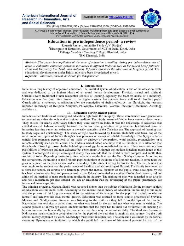 Education in Pre Independence Period | PDF