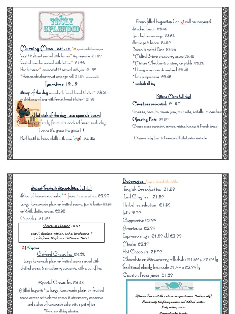 Tearoom Menu Final Draft | PDF