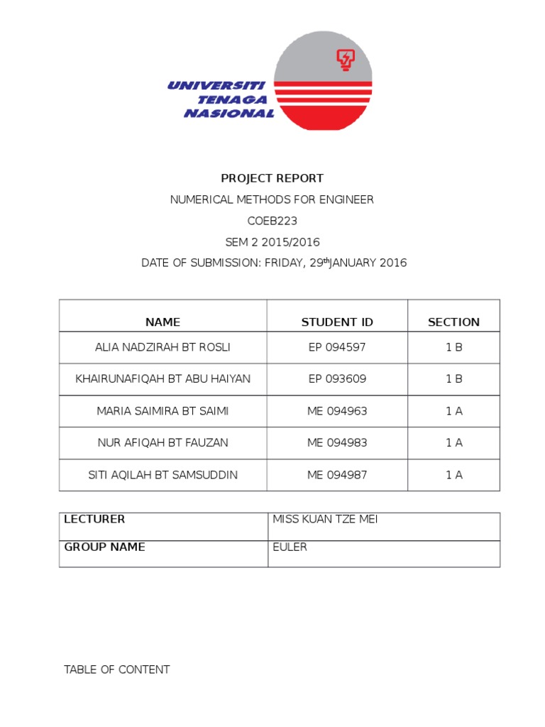 Project Report (Sample) Numed | PDF | Numerical Analysis | Profit ...