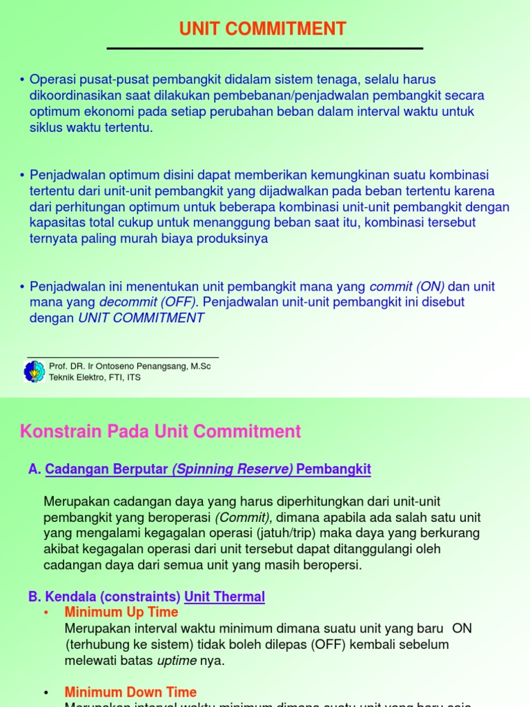Unit Commitment Handout | PDF