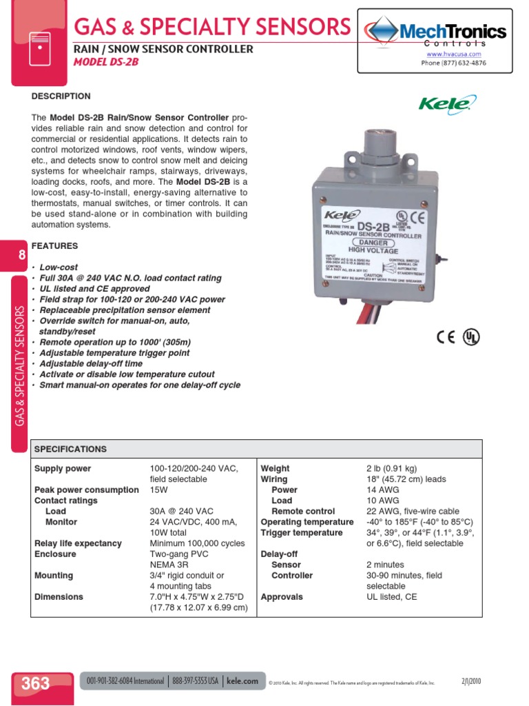 DS-2B - RAIN / SNOW SENSOR CONTROLLER | Snow | Switch