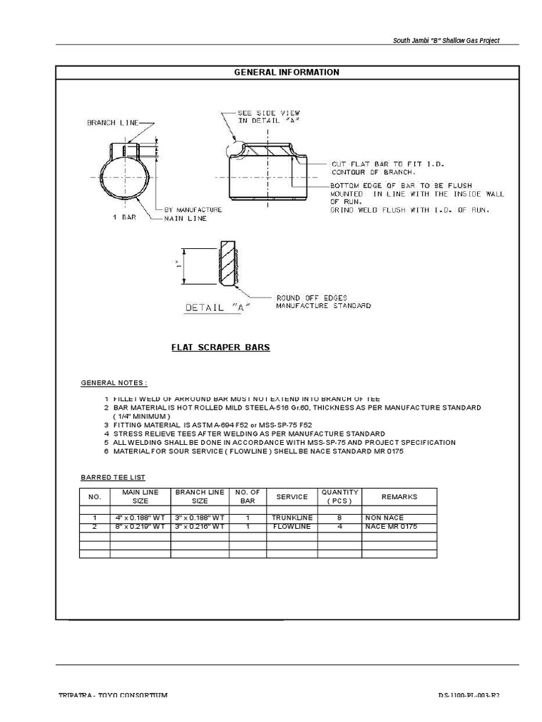 Specifications for Barred Tees in South Jambi 'B' Shallow Gas Project ...