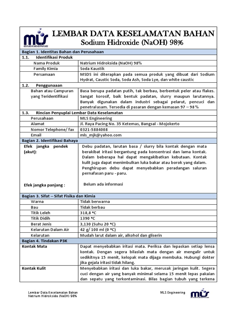 MSDS NaOH 98% | PDF