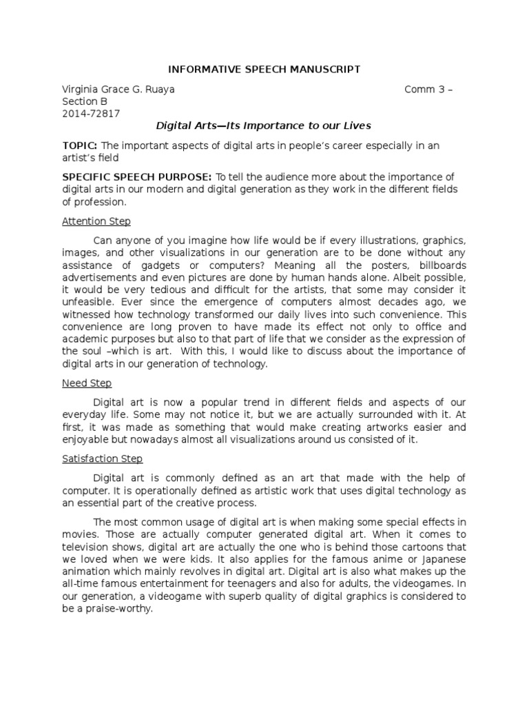 Informative Speech Manuscript | Graphics | Advertising