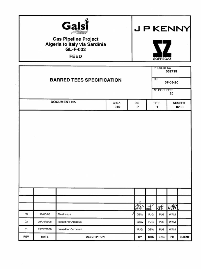 010-P-1-0233 Barred Tees Specification Rev 03 | PDF