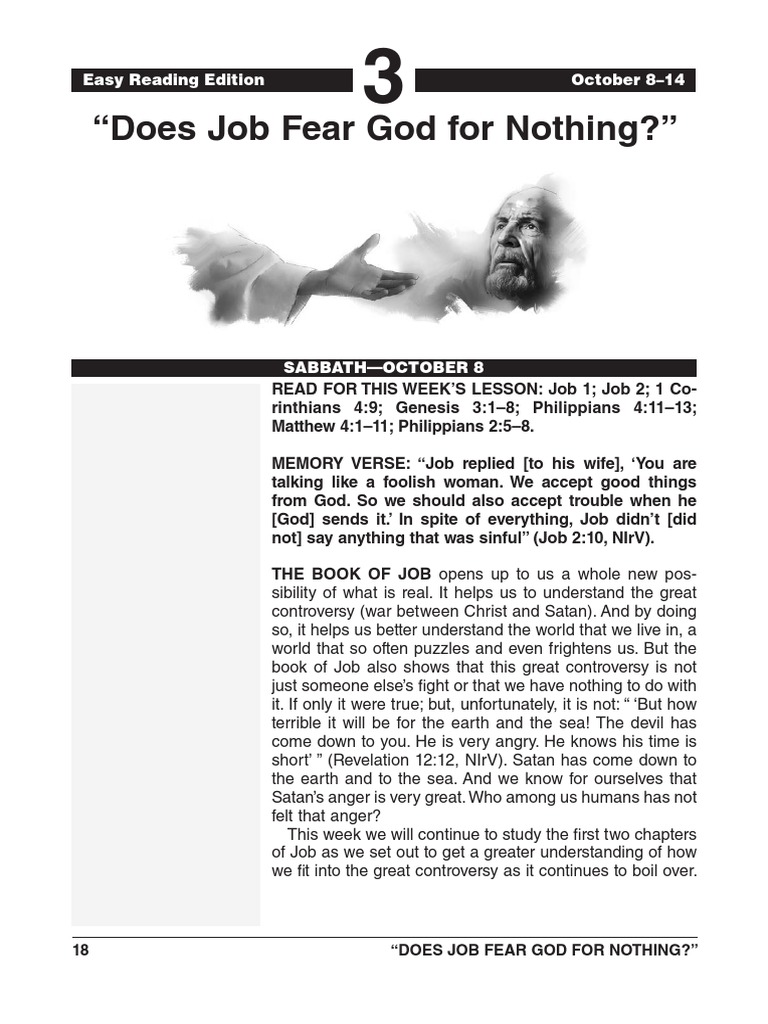 "Does Job Fear God For Nothing?": Easy Reading Edition October 8-14 ...