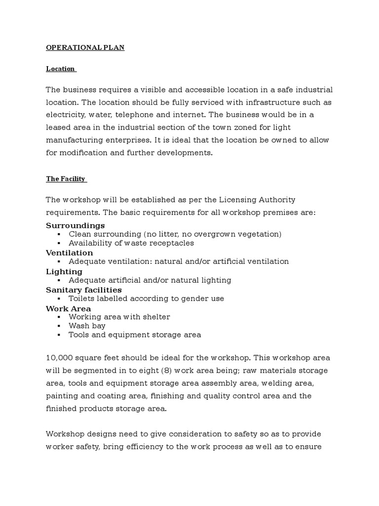 Generic - Steel Fabrication Operational Plan | PDF | Metal Fabrication ...