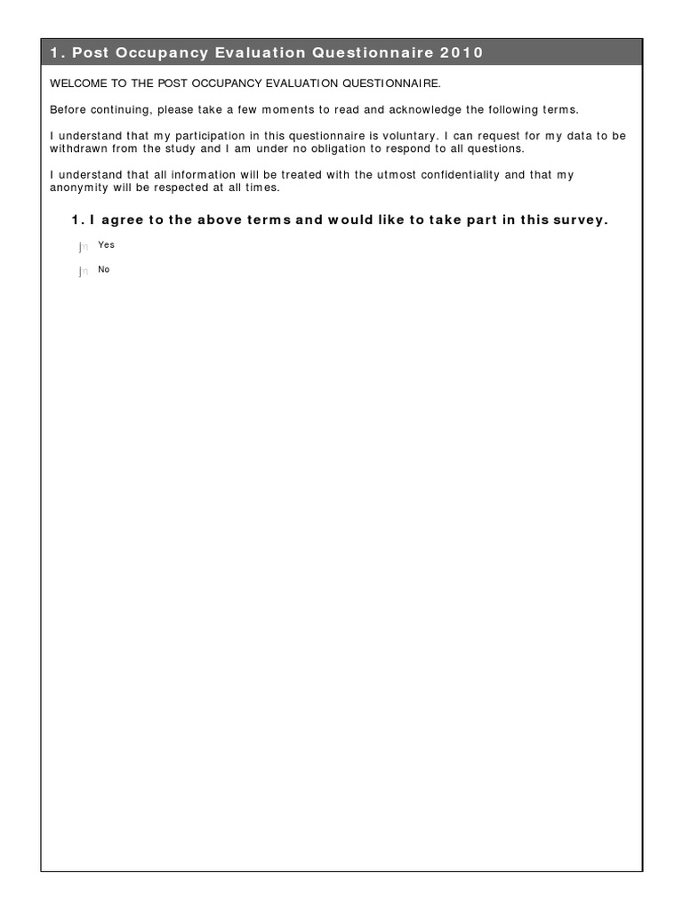 Post Occupancy Evaluation Questionnaire 2010 | Download Free PDF ...