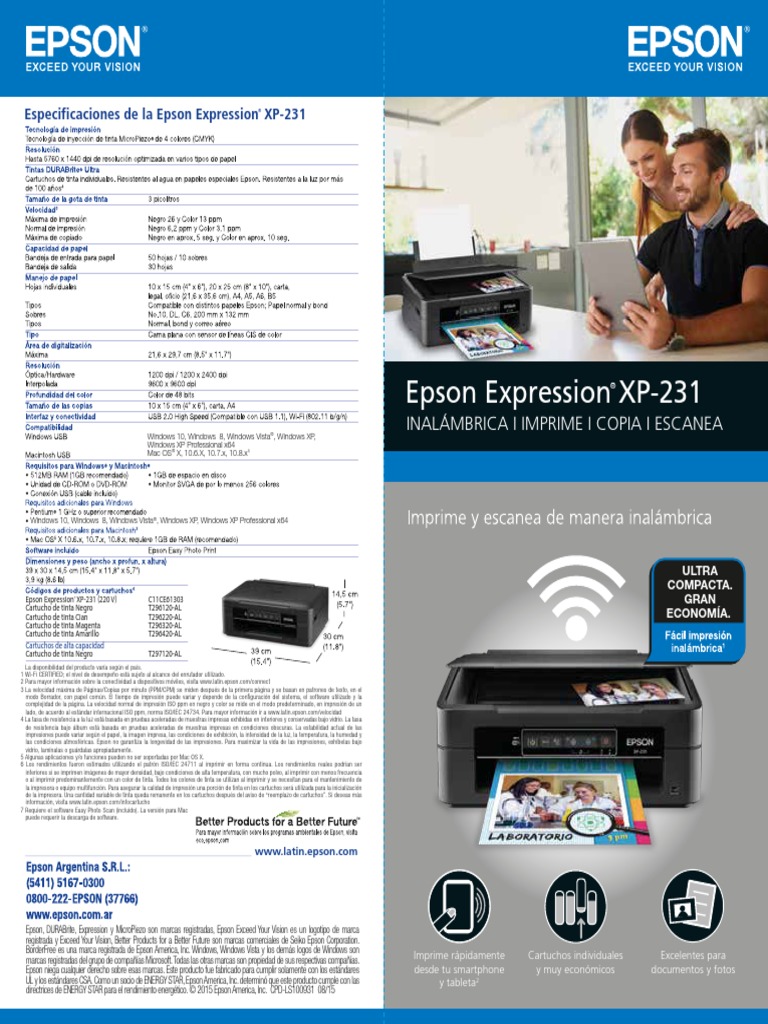 Epson XP 231 | PDF | Impresora (Computación) | Tinta