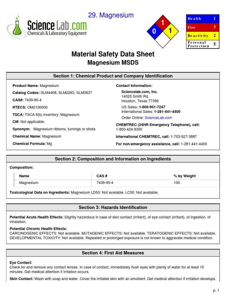 Magnesium | PDF | Explosive Material | Solubility