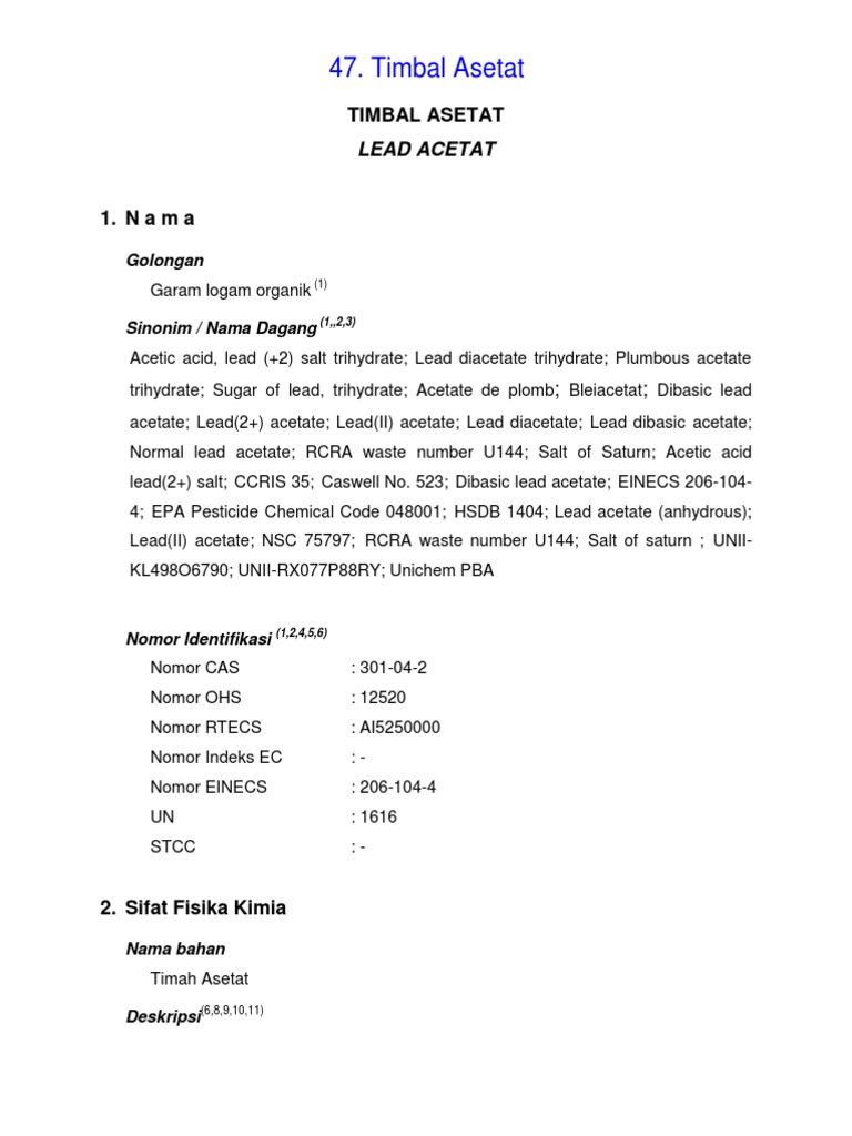Timbal Asetat | PDF