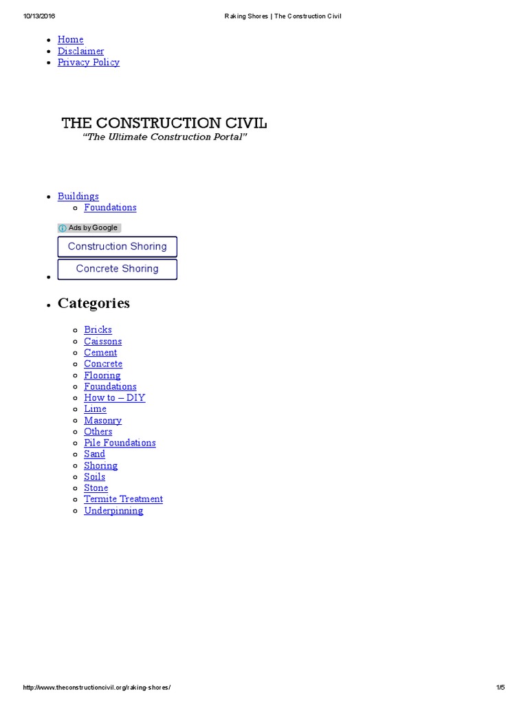 Raking Shores in Construction | PDF | Lime (Material) | Deep Foundation