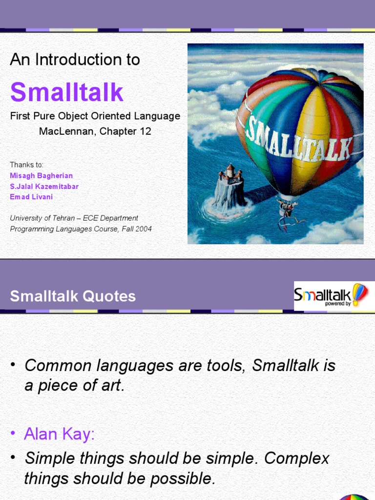 Small Talk | PDF | Object Oriented Programming | Class (Computer ...