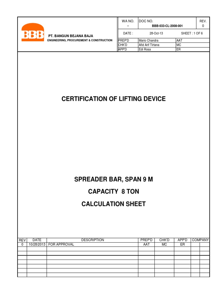 Spreader Bar3 - L.9 M-Certification | PDF | Beam (Structure) | Bending