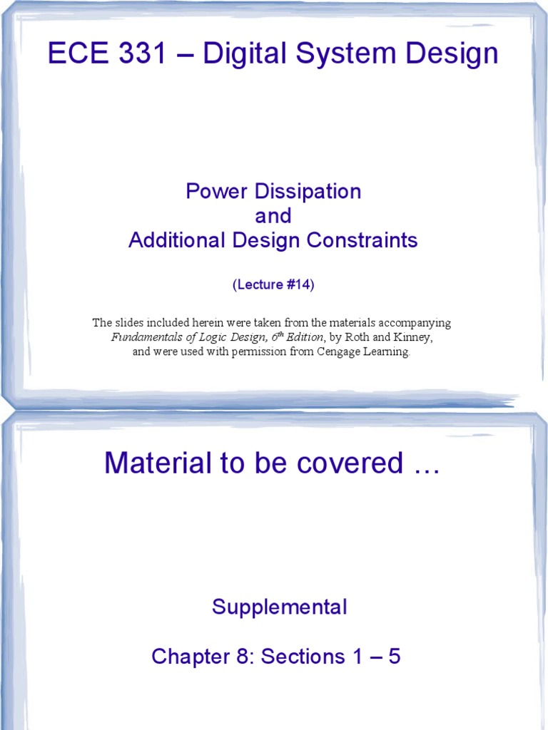 ECE 331 - Digital System Design: Power Dissipation and Additional ...