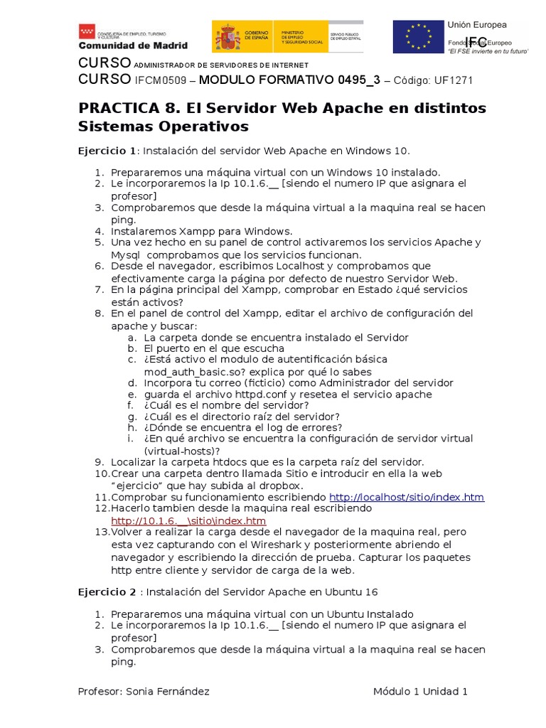 Práctica 8 - Server Apache | PDF | Servidor web | Internet y web