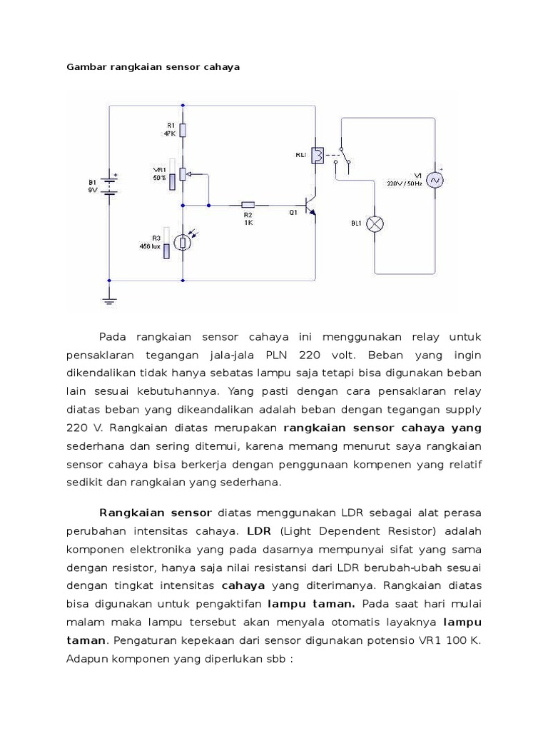 Rangkaian Sensor Cahaya Sederhana | PDF