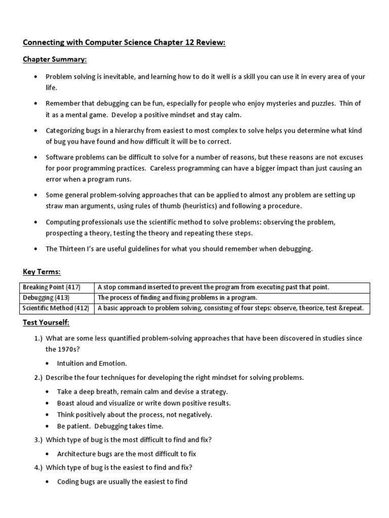 Connecting With Computer Science Chapter 12 Review | Download Free PDF ...