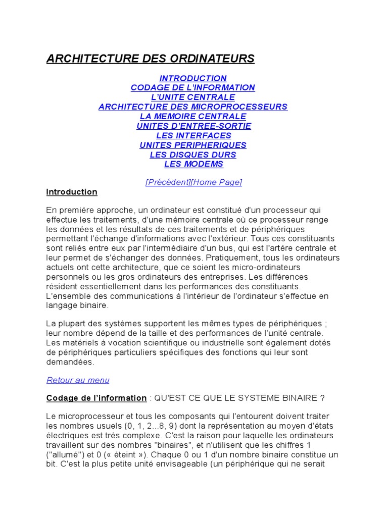 Architecture Des Ordinateurs | PDF
