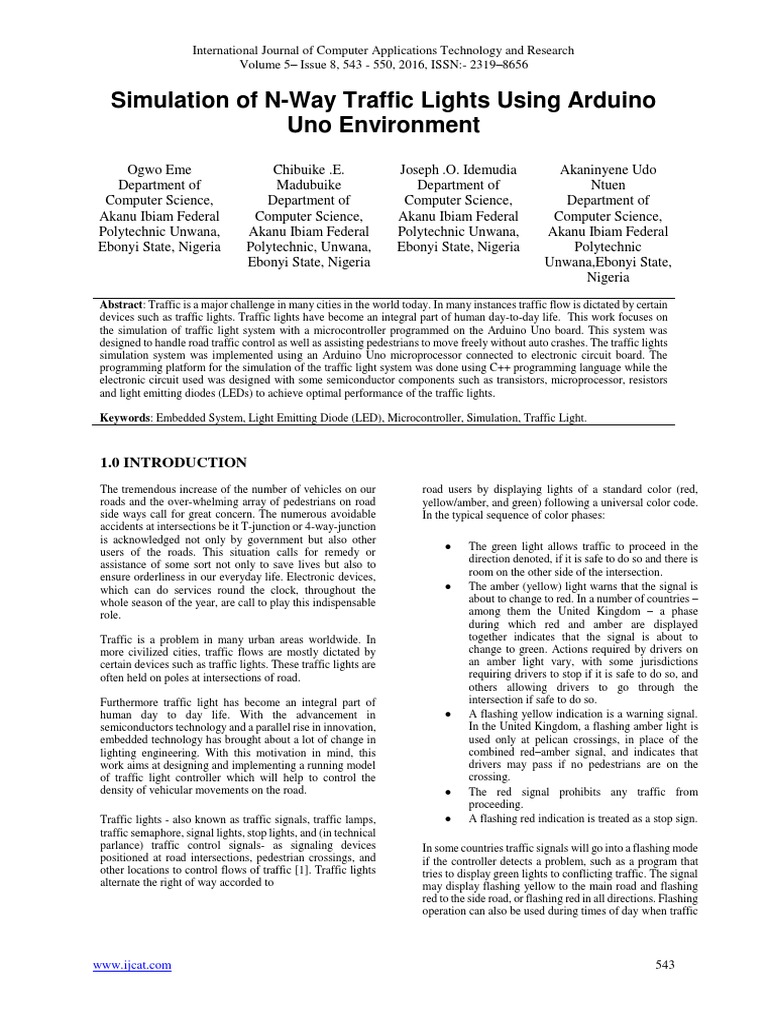 N-Way Traffic Light Simulation with Arduino | PDF | Microcontroller ...