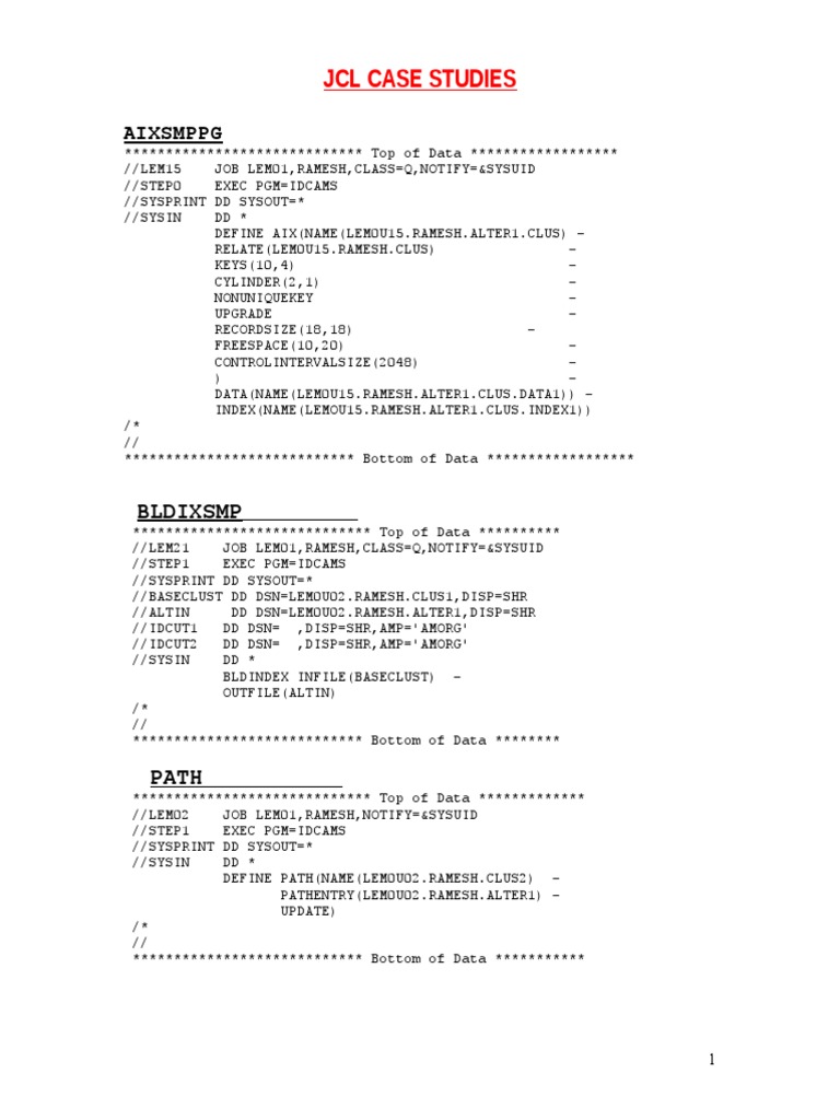 JCL Case Studies | PDF | Computer Data | Intellectual Works