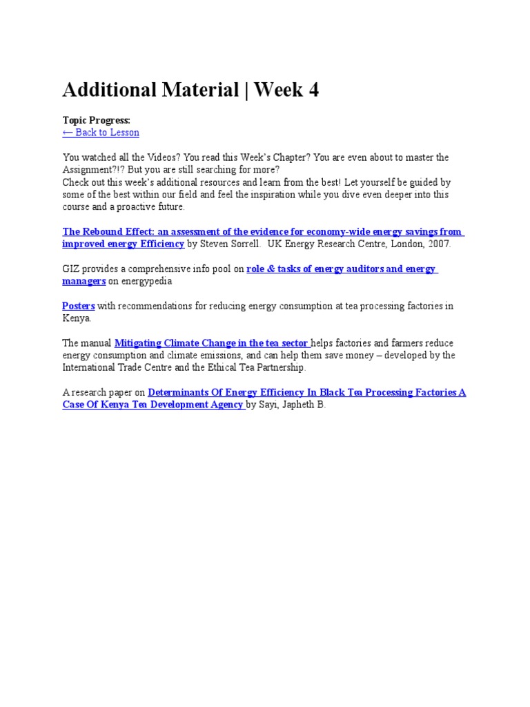 Additional Material - Week 4: Topic Progress | PDF