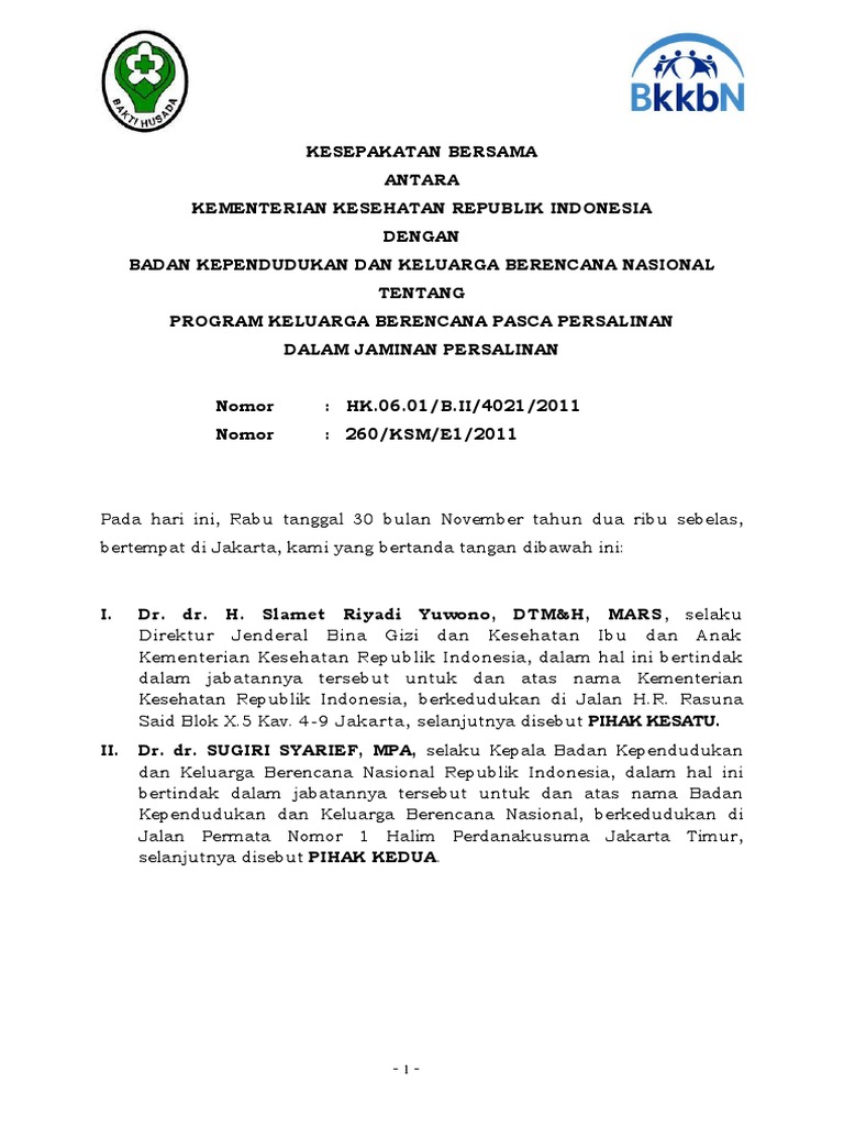 Mou BKKBN Kemenkes | PDF