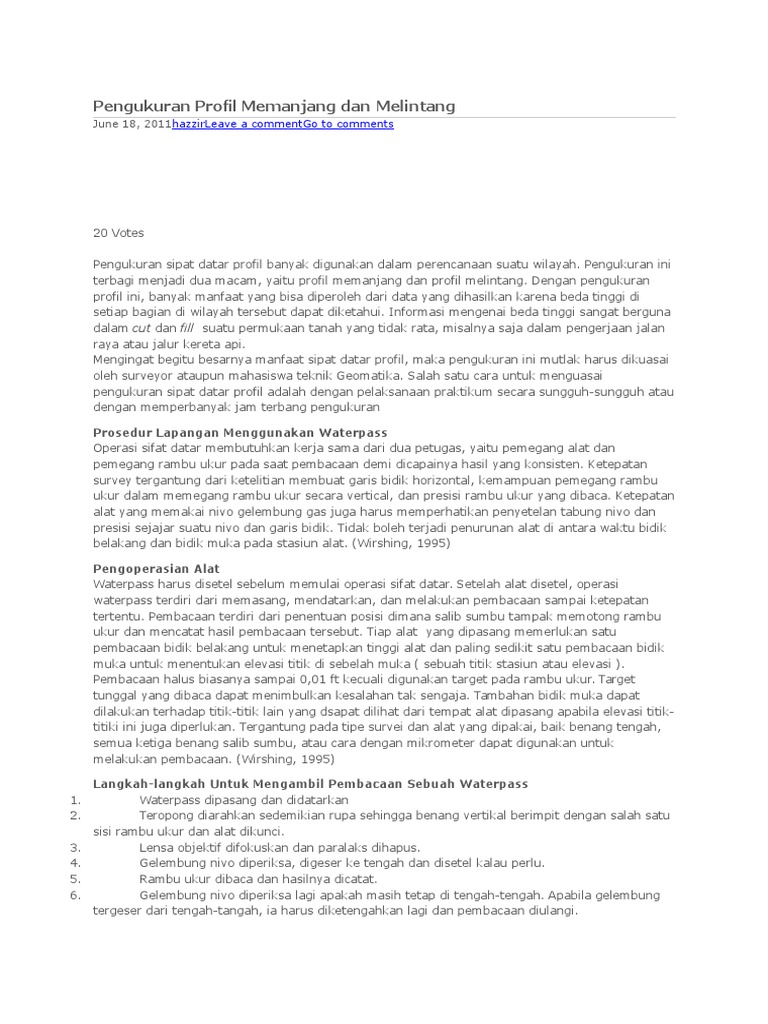 Pengukuran Profil Memanjang dan Melintang: Langkah-Langkah dan ...