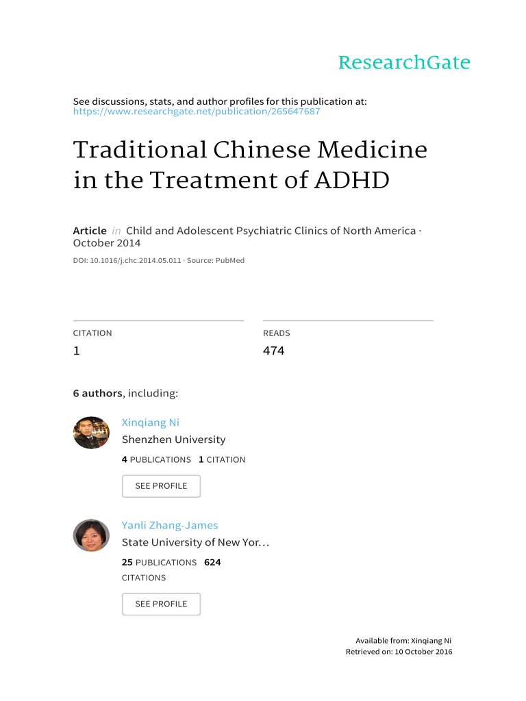 Traditional Chinese Medicine in The Treatment of ADHD | PDF ...