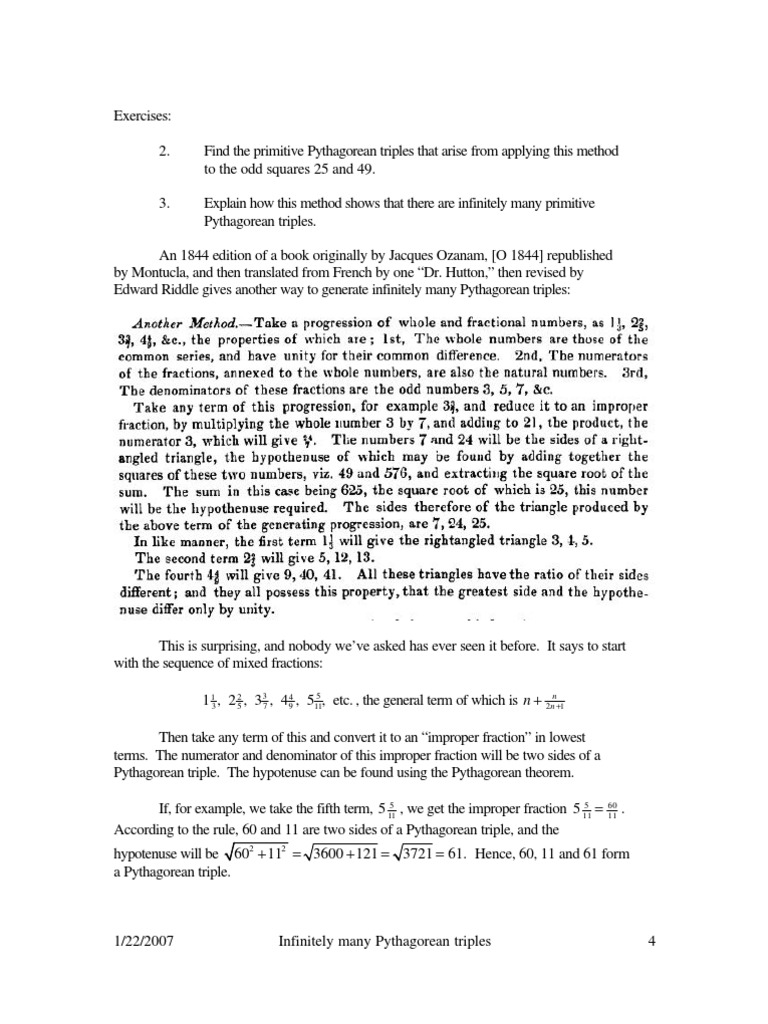 Pythagorean Triples | PDF | Number Theory | Fraction (Mathematics)
