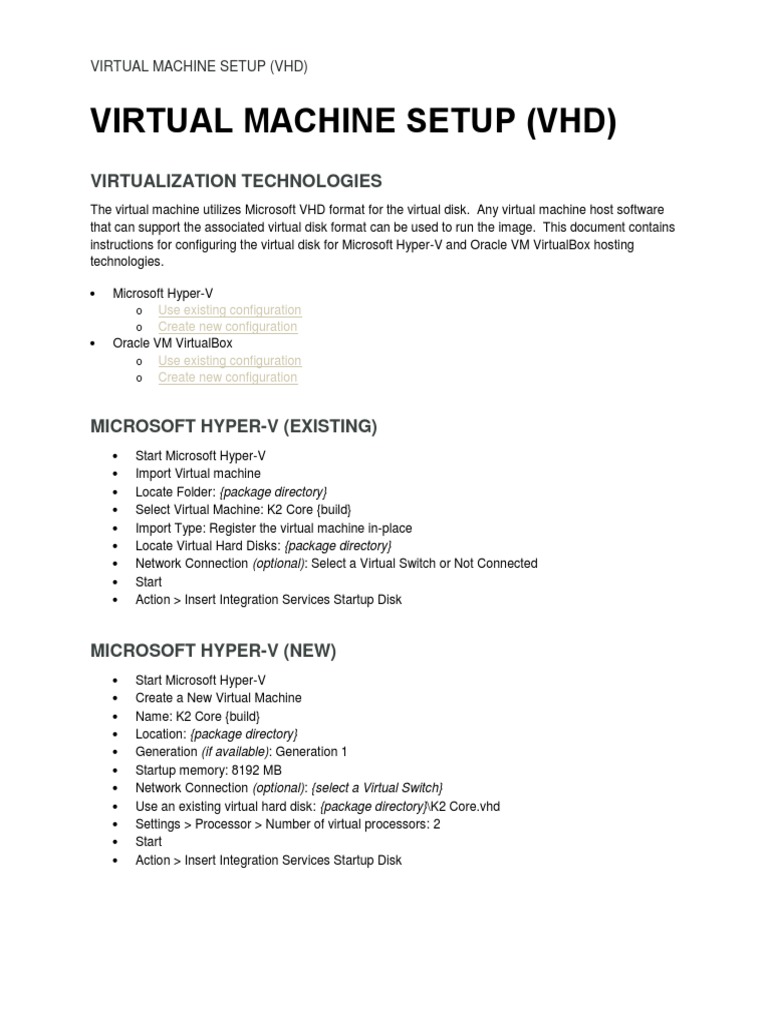 VHD Virtual Machine Setup Guide | PDF