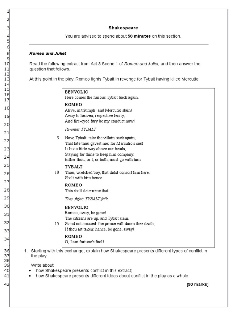 Literature Paper 1 Exemplar Question | PDF
