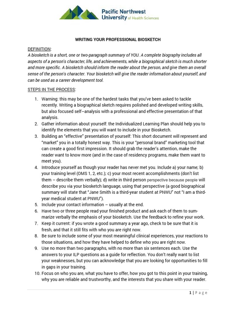Writing Your Professional Biosketch | PDF | Applied Psychology | Psychology