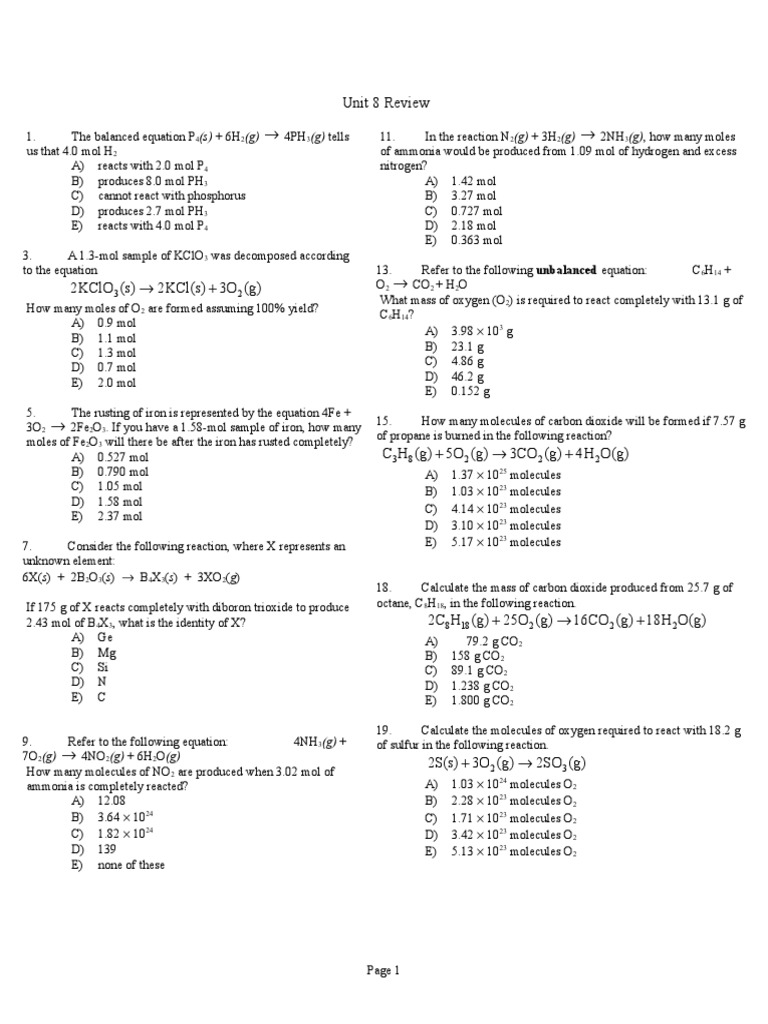 Chem Qs Moles | PDF | Mole (Unit) | Physical Sciences