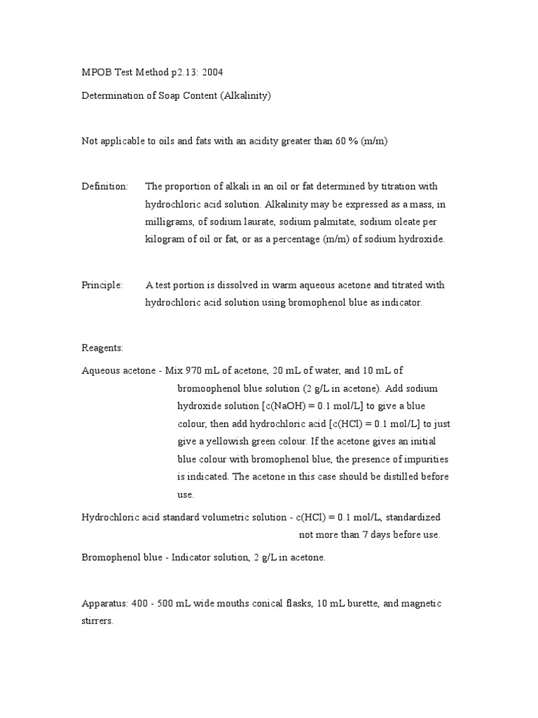 Determination of Soap Content | PDF | Titration | Chemistry