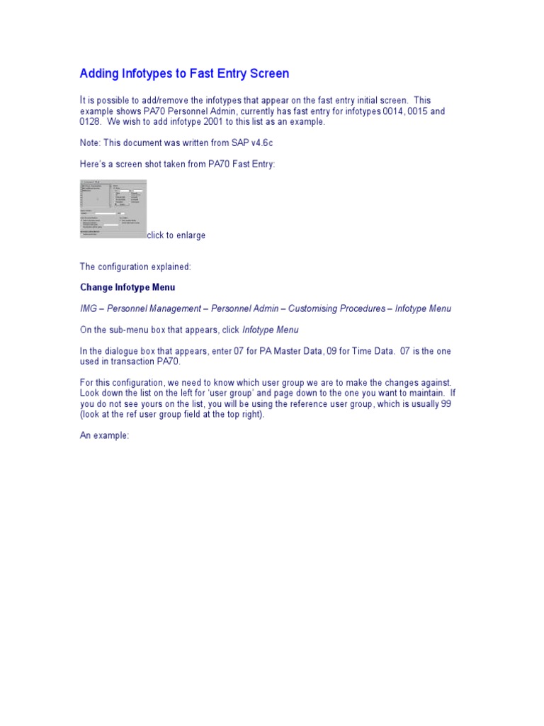 SAP HR Adding Infotypes To Fast Entry Screen SAP HR | PDF | Computing ...