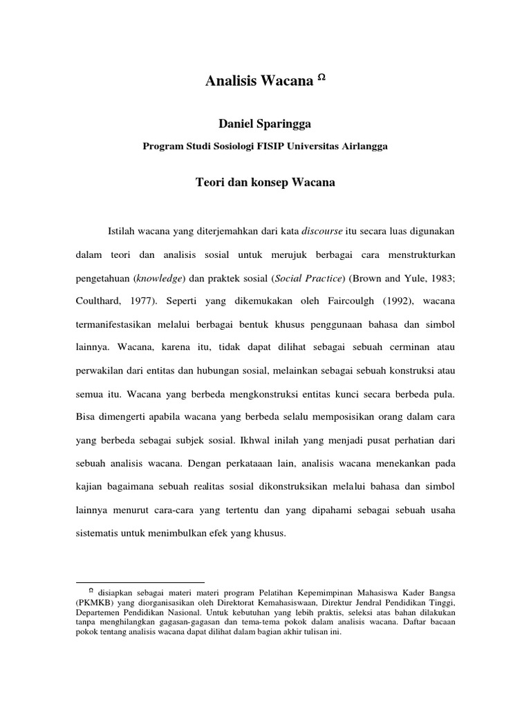 ANALISIS WACANA (Konsep Dan Teori Wacana) - Daniel Sparingga - ARTIKEL ...