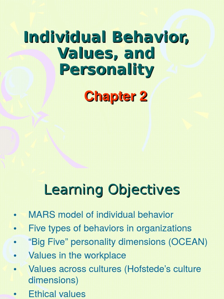 Individual Behavior, Values, and Personality | PDF | Value (Ethics) | Extraversion And Introversion