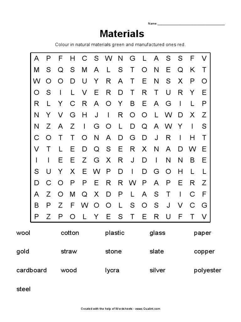 Materials Puzzles PDF | PDF | Textiles | Building Materials