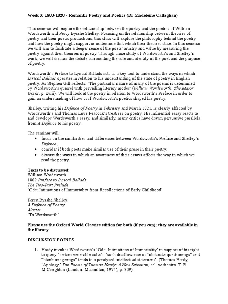 2016-17 (LIT6390 Romantic Poetry and Poetics Worksheet (Wordsworth and ...