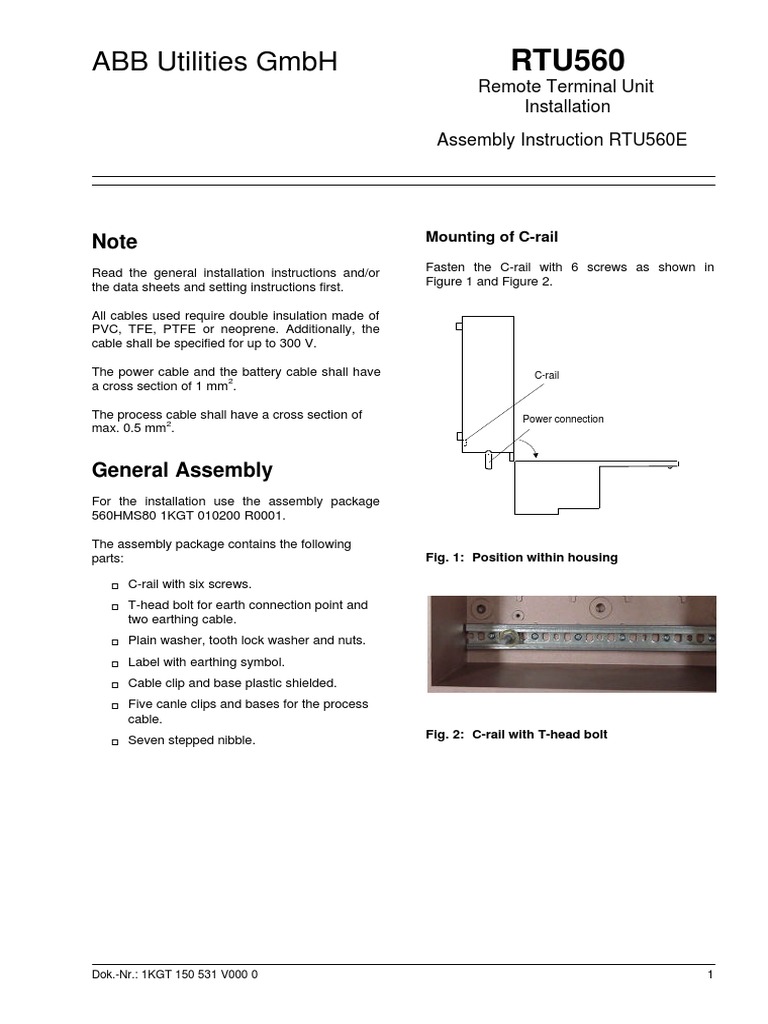 Assembly Instructions RTU560E | PDF | Cable | Electrical Connector