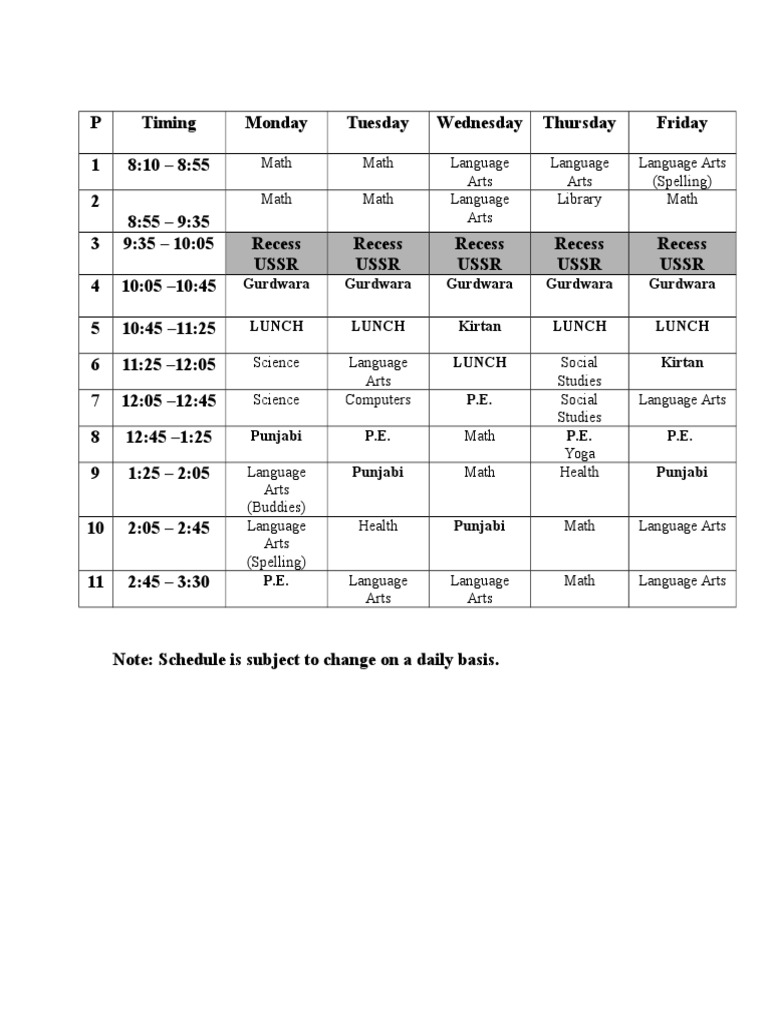 2c Timetable - New 1 | PDF