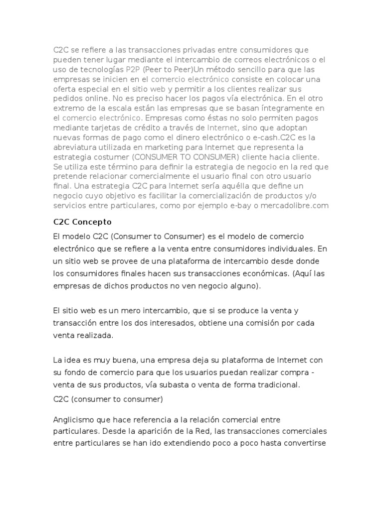 Comercio Electrónico C2C: Definición y Ejemplos | PDF | Comercio ...