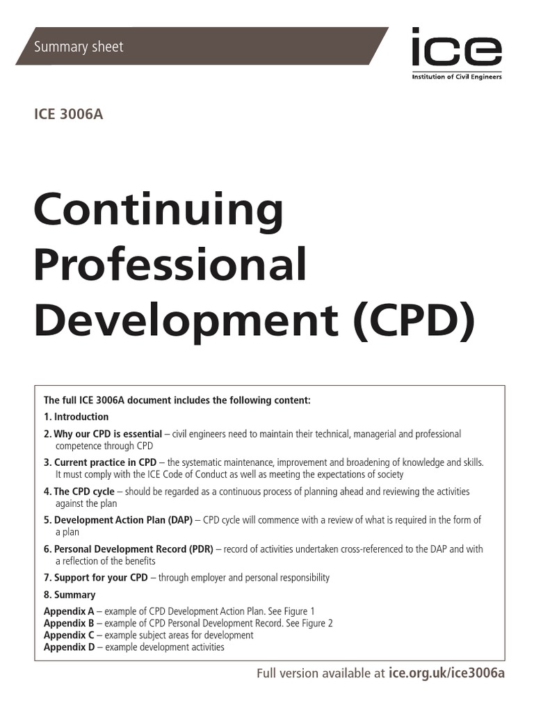 CPD Guide for Civil Engineers | PDF | Professional Development | Mentorship
