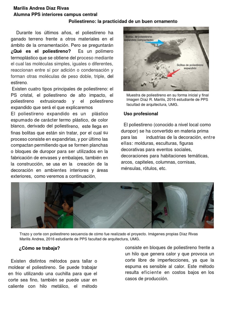 Uso del poliestireno en decoración | PDF | Poliestireno | El plastico