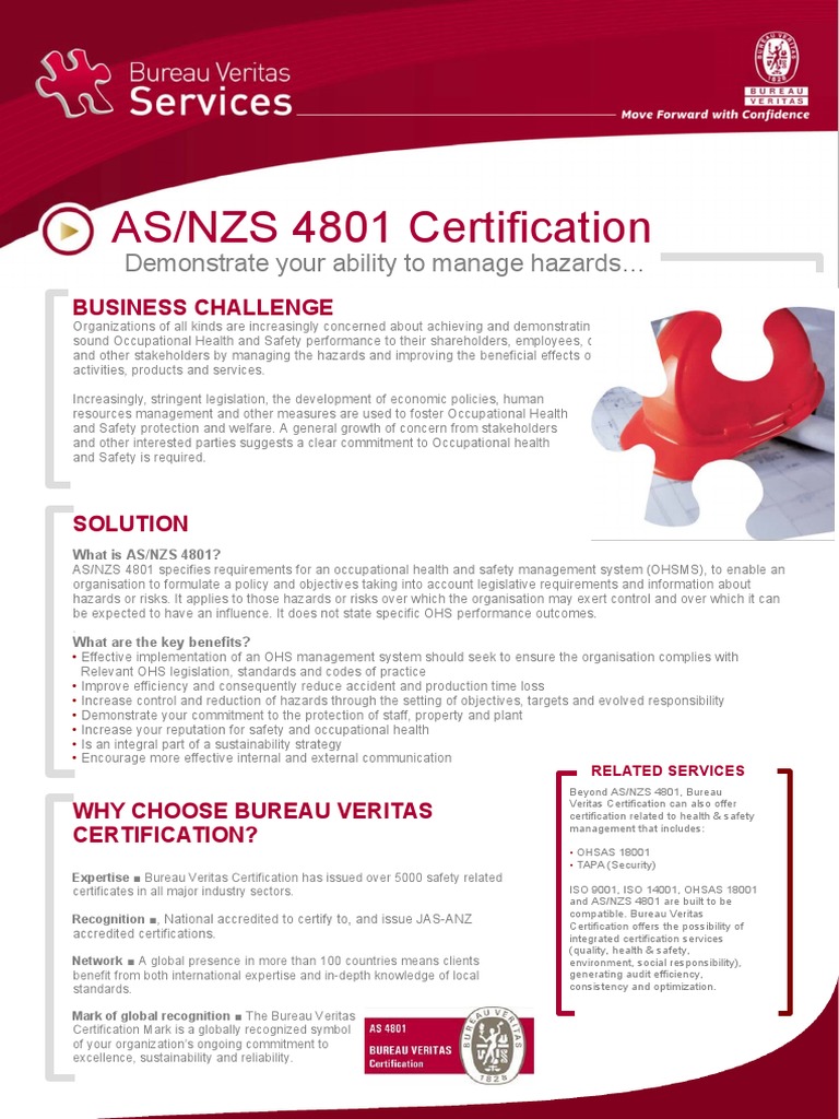 AS/NZS 4801 Certification Overview | PDF | Occupational Safety And ...