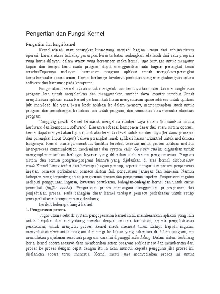 Pengertian Dan Fungsi Kernel | PDF
