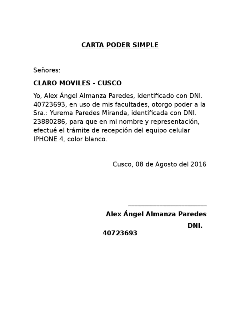 Carta Poder Simple | PDF
